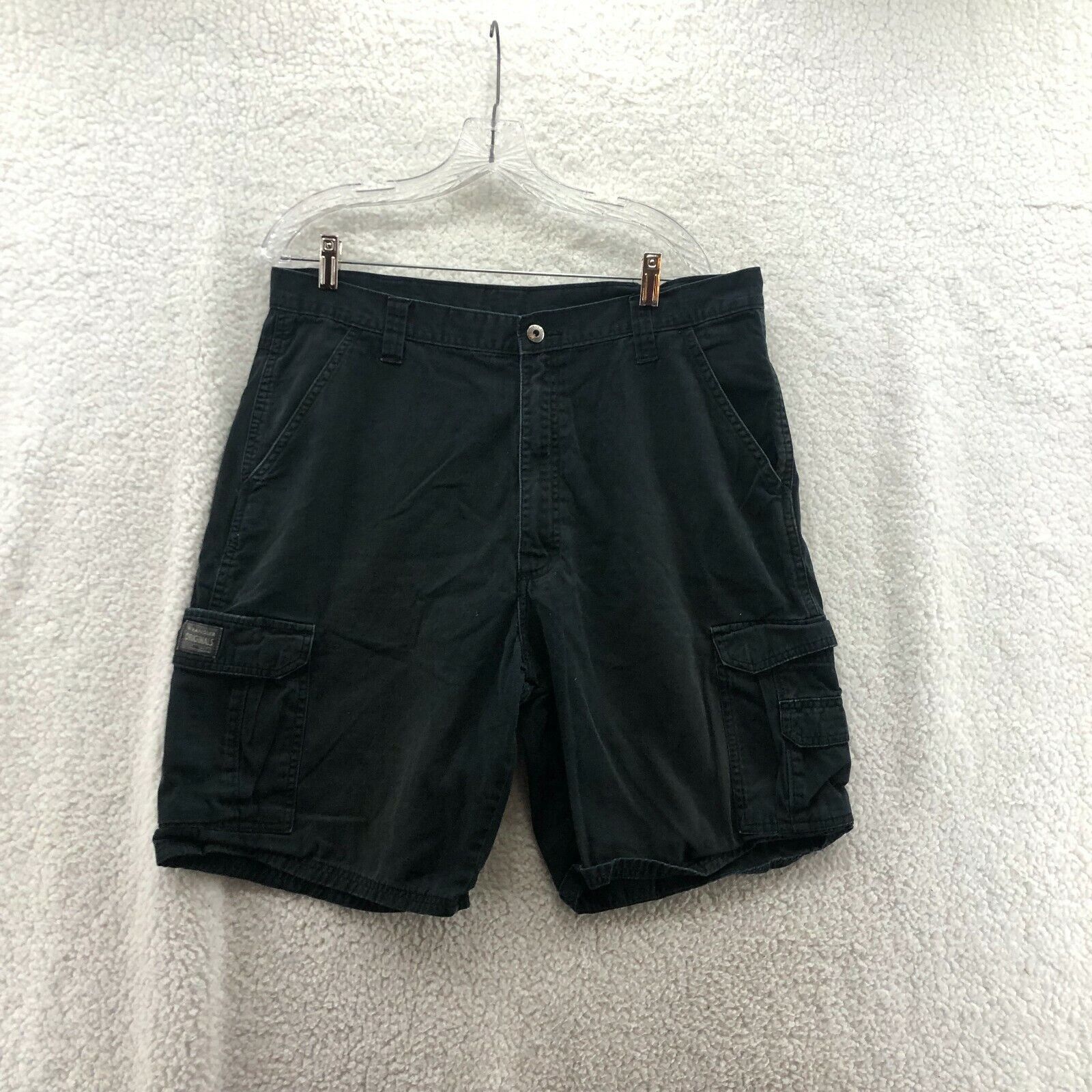 Wrangler Wrangler Original Cargo Shorts Black Flat Front Cotton Men's ...