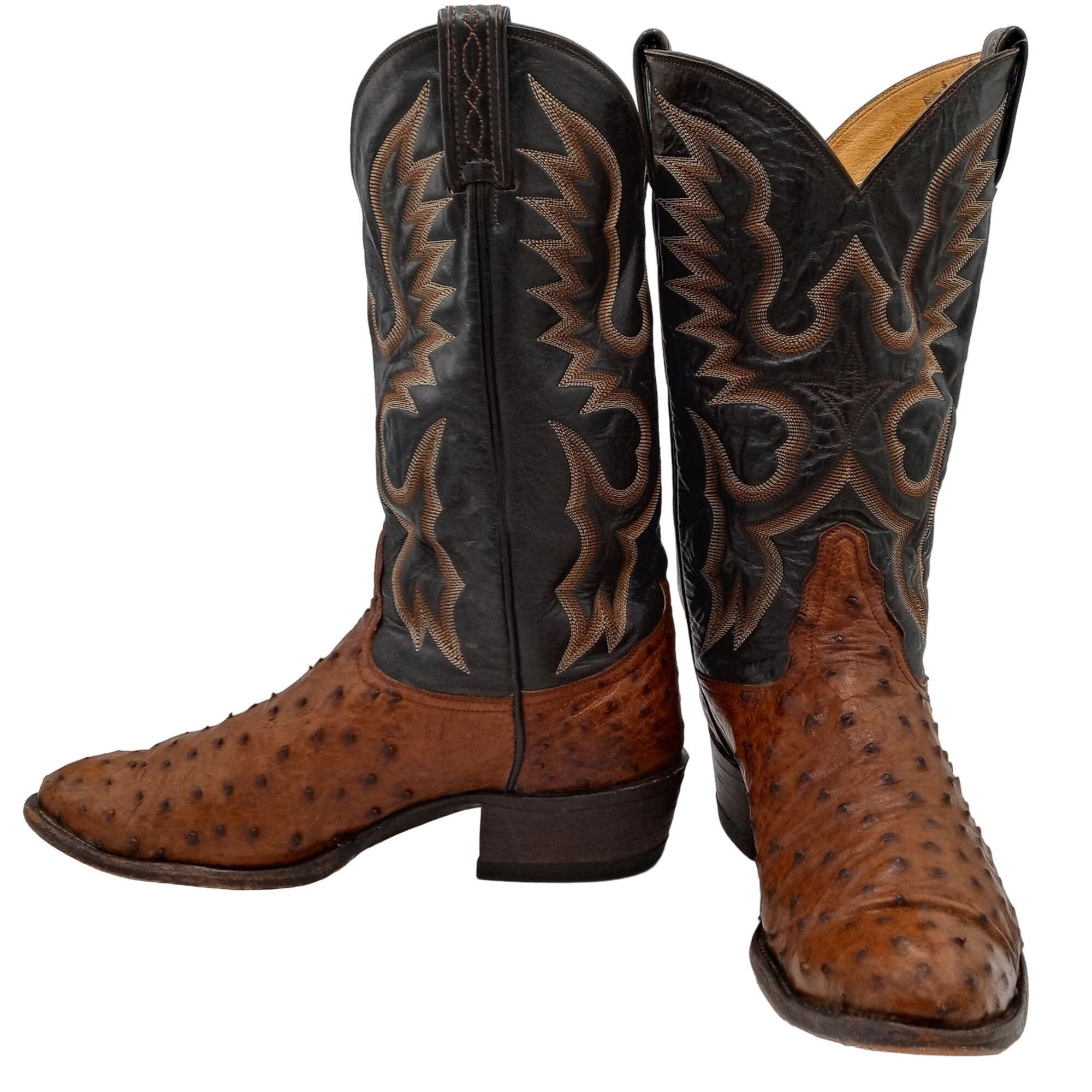 Tony Lama Tony Lama El Rey Cowboy Boots Full Quill Ostrich Brown Leath ...