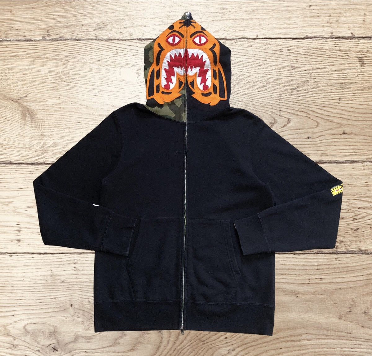 Bape 💥Bape Tiger Shark Full Zip Hoodie Black A Bathing Ape | Grailed