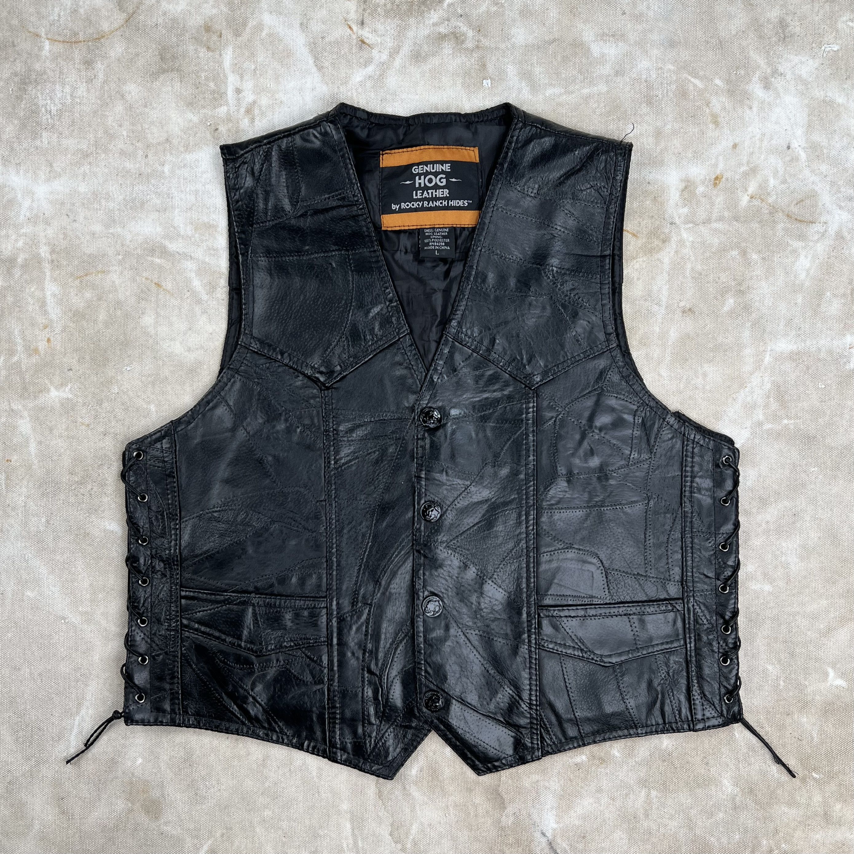 Vintage Vintage Rocky Ranch Hides Genuine Hide Leather Quilted Vest ...