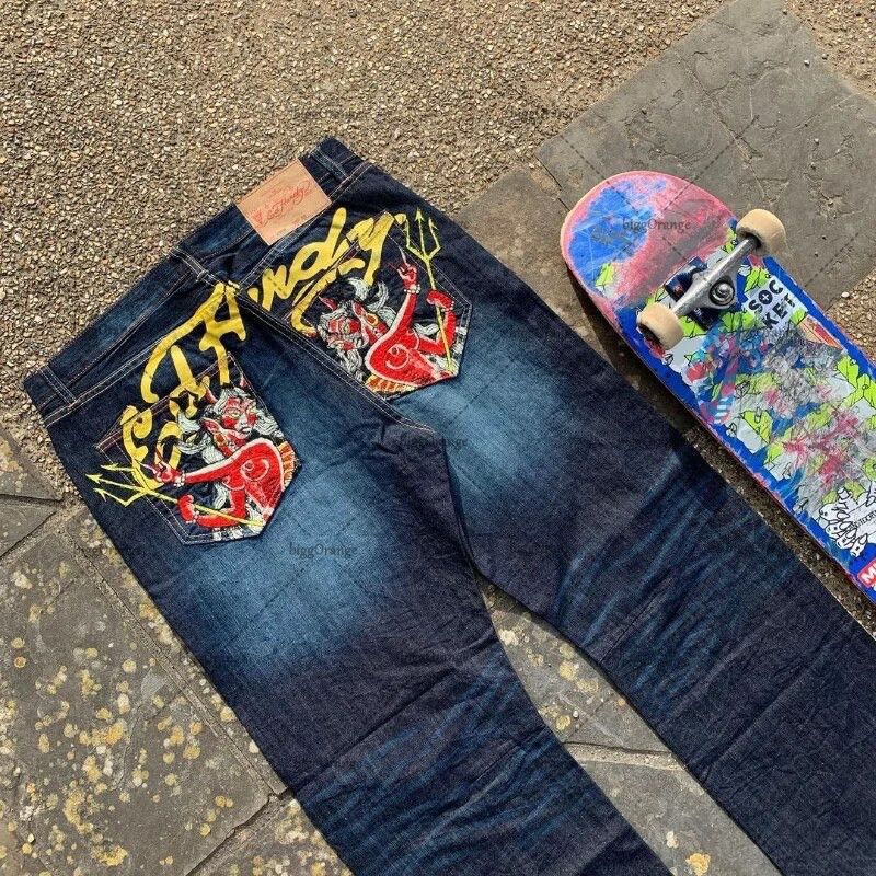 Vintage ED HARDY DEVIL MEN JEANS Print Y2K rare | Grailed
