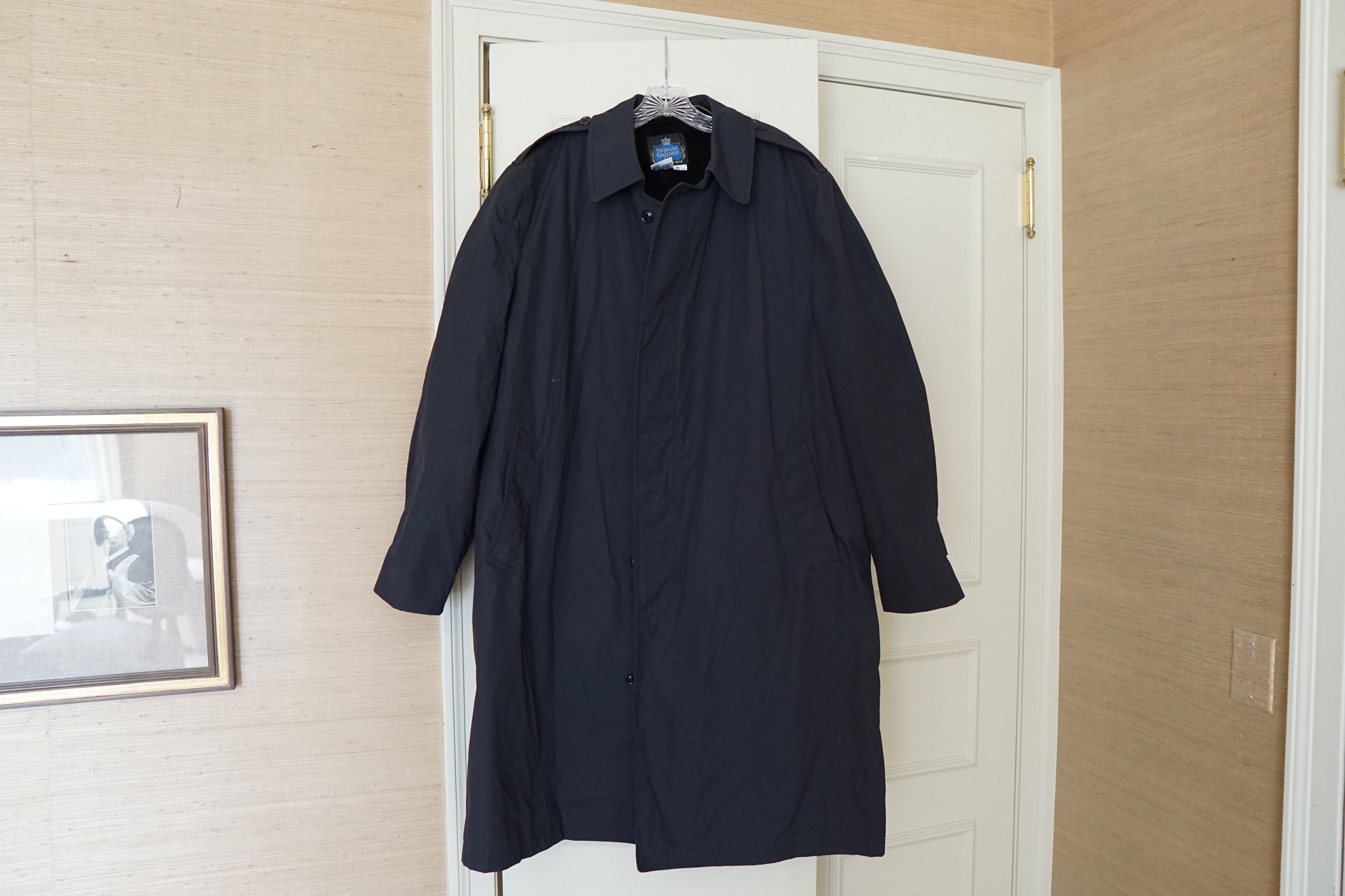 Vintage Neptune Garment CO. 46L Black Military Trench Coat | Grailed