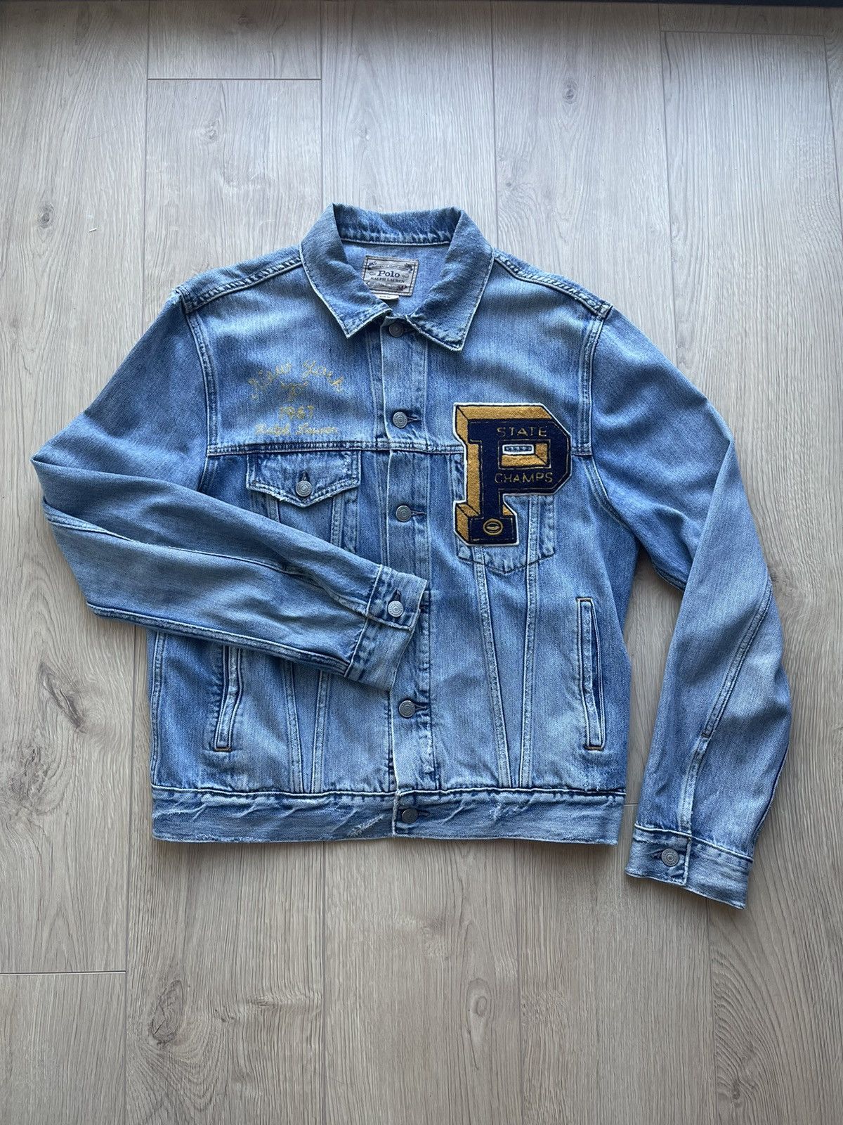 Ralph Lauren Limited Edition “RL Tigers” Denim Varsity Jacket (M) | Grailed