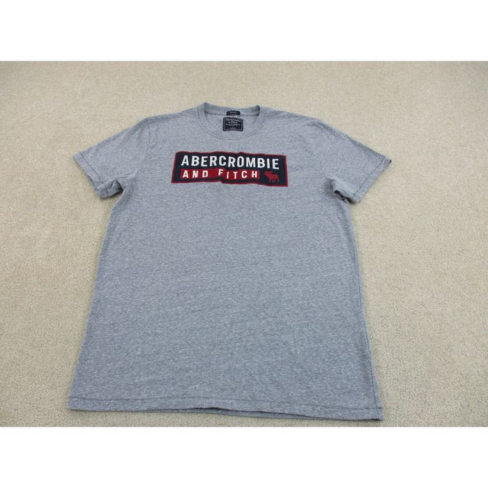 Abercrombie & Fitch Abercrombie & Fitch Shirt Adult Large Gray Blue Spell Out Preppy Muscle Mens ...