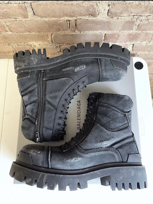 Balenciaga Fall 22 Destroyed Canvas Combat Strike Boots | Grailed