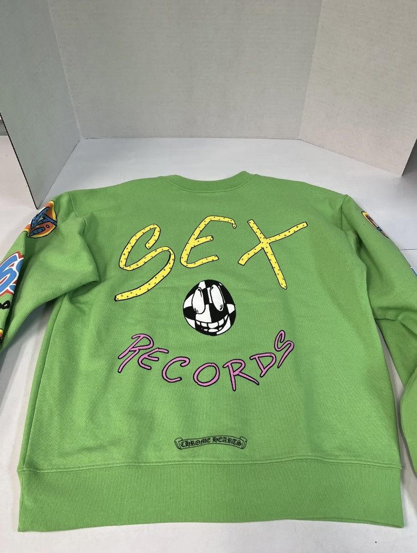 Chrome Hearts Chrome Hearts Lime green Sex Records Crew Neck Sweater ...