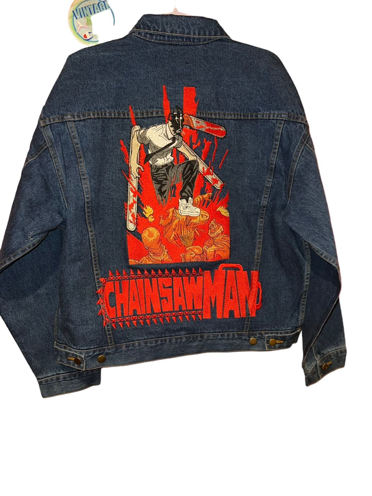 Japanese Brand Vintage chainsaw man anime jacket rare denim Jean DBZ ...