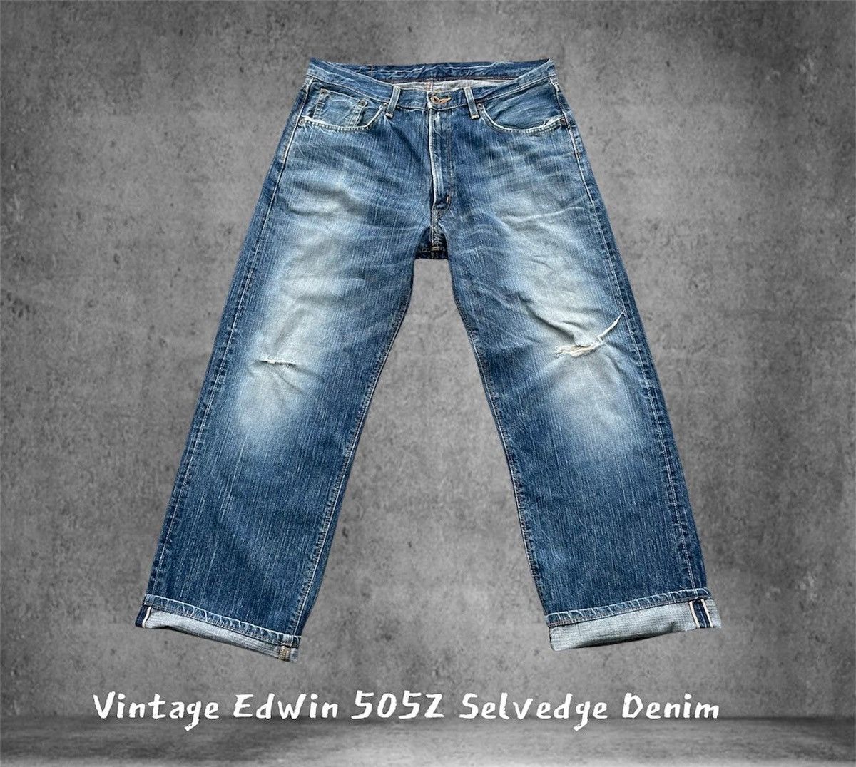 Distressed Denim × Edwin × Vintage Vintage Edwin 505Z Selvedge Aging Distressed Denim | Grailed
