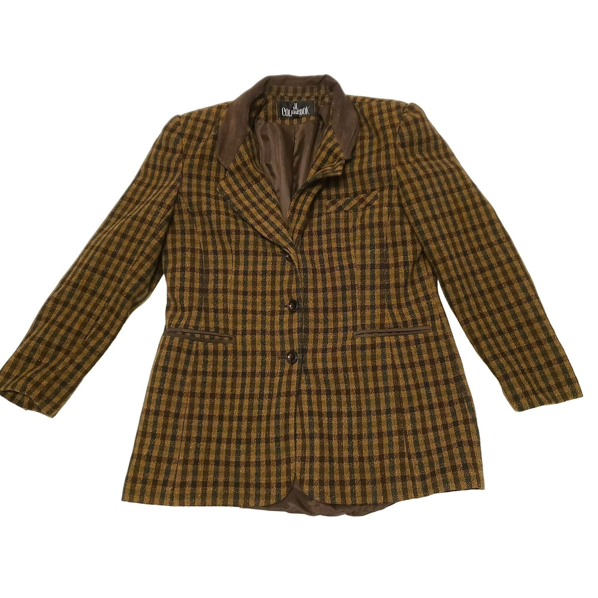 Other Vintage JL Colebrook Tweed Blazer Jacket Plaid Brown Large | Grailed