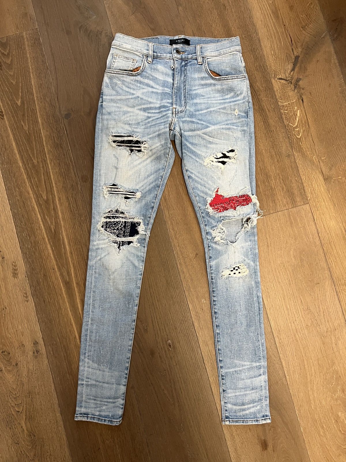 Amiri Amiri bandana patch denim | Grailed