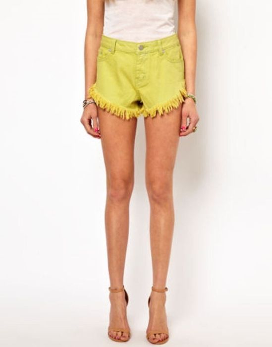 Insight INSIGHT Denim LIME Jean DIPPER SHORTS Cut-Outs DISTRESS 5-P ...