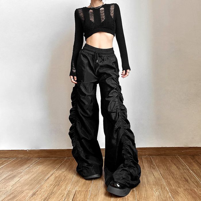 Vintage Punkrock Crinkle Sidesline Wide Leg Baggy Hippie Pants | Grailed
