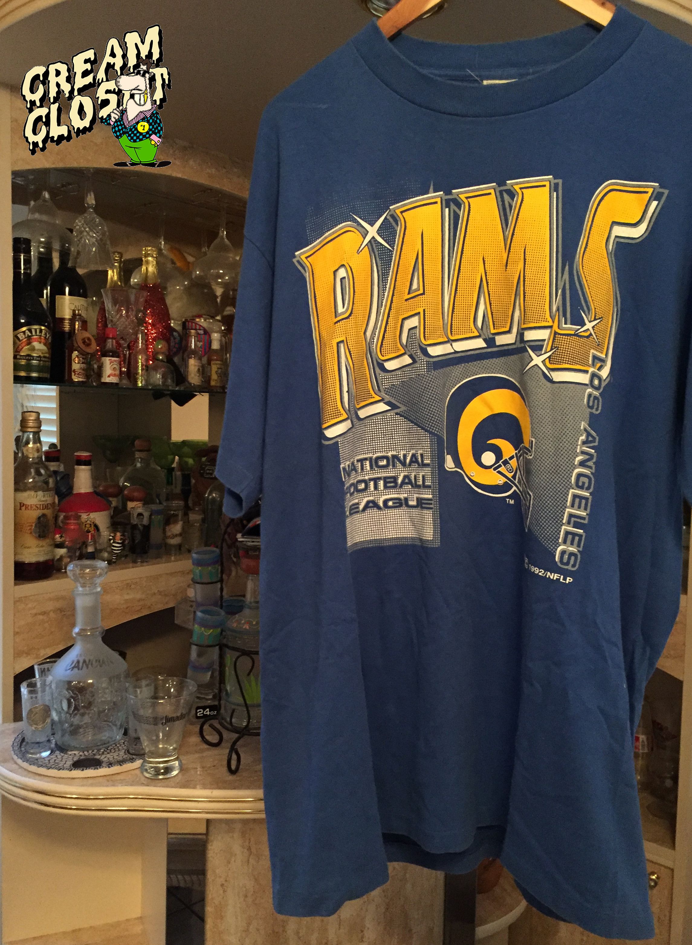 La VINTAGE 1992 LOS ANGELES RAMS BLING TEE IN BLUE YELLOW | Grailed