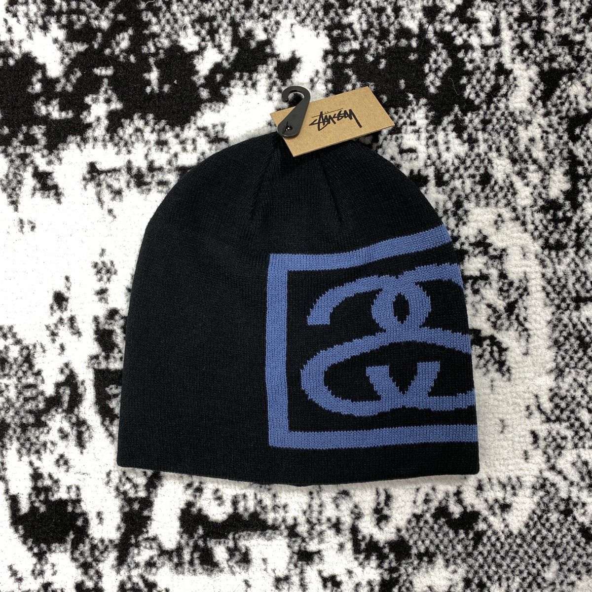 Vintage STUSSY SS LINK SKULL BEANIE HAT - BLACK | Grailed