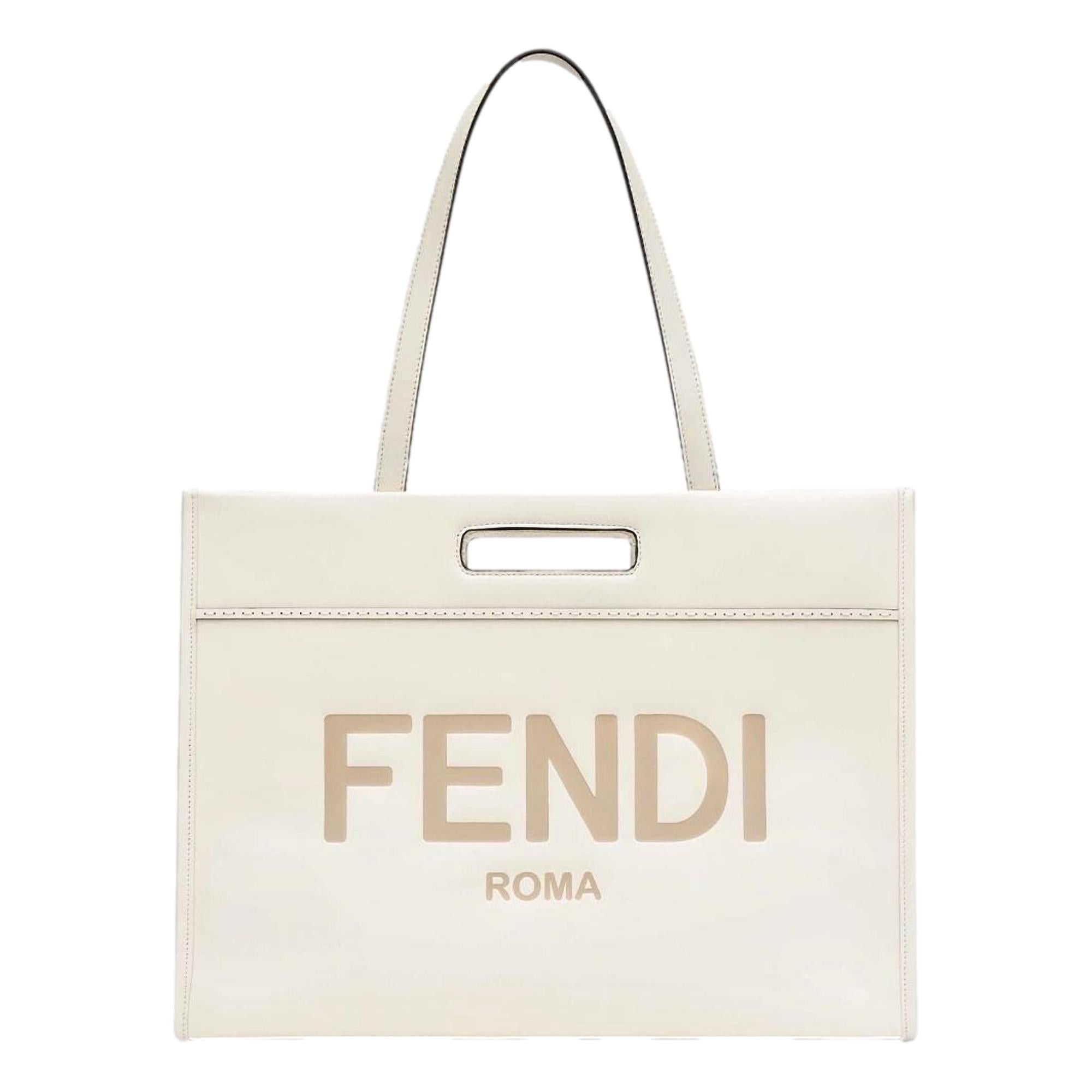Fendi Fendi Logo 2-Way Smooth Ivory Leather Tote Bag | Grailed