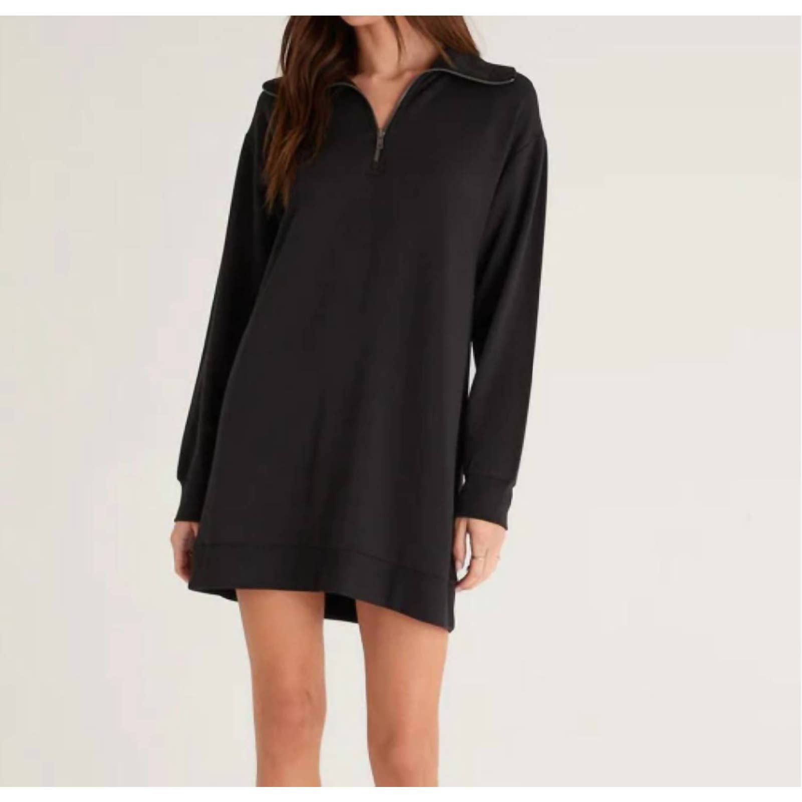 Z Supply Abigail Half Zip Mini Dress In Black | Grailed