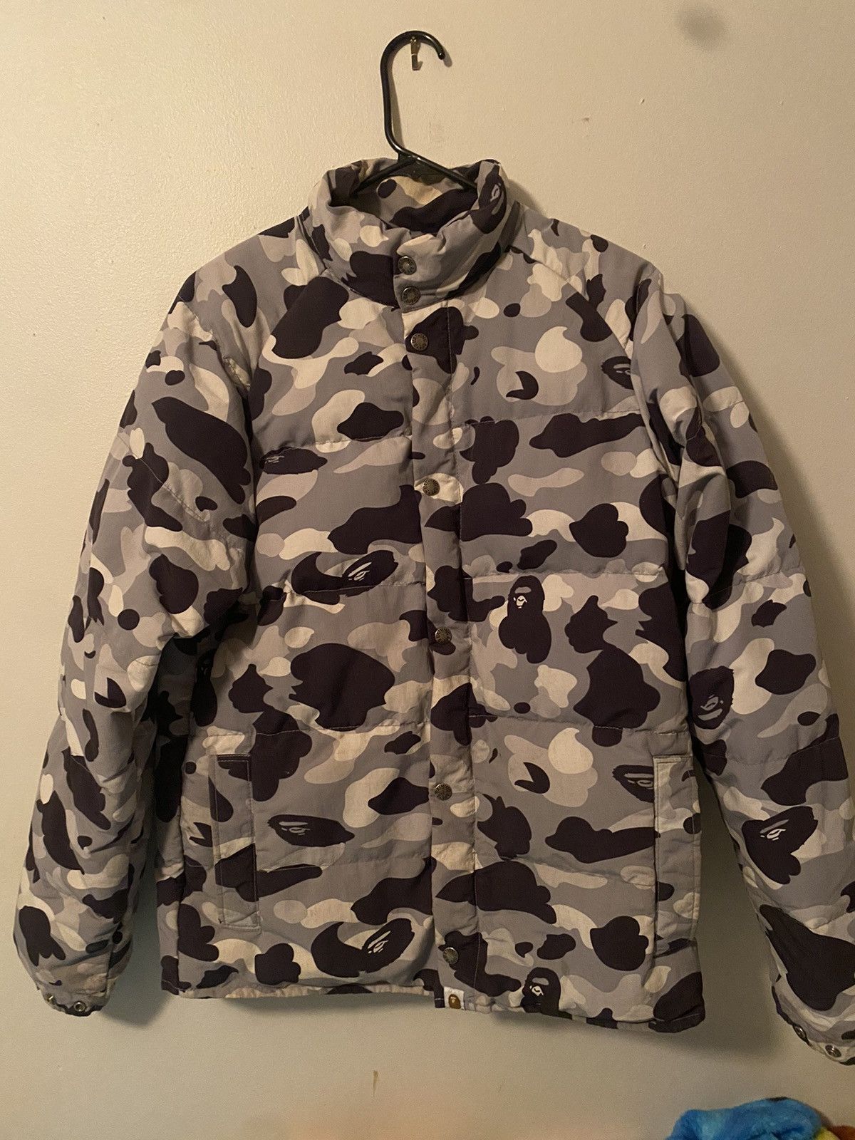 Bape Late 90s/Early 2000s Bape Puffer Coat Snow Grey | Grailed