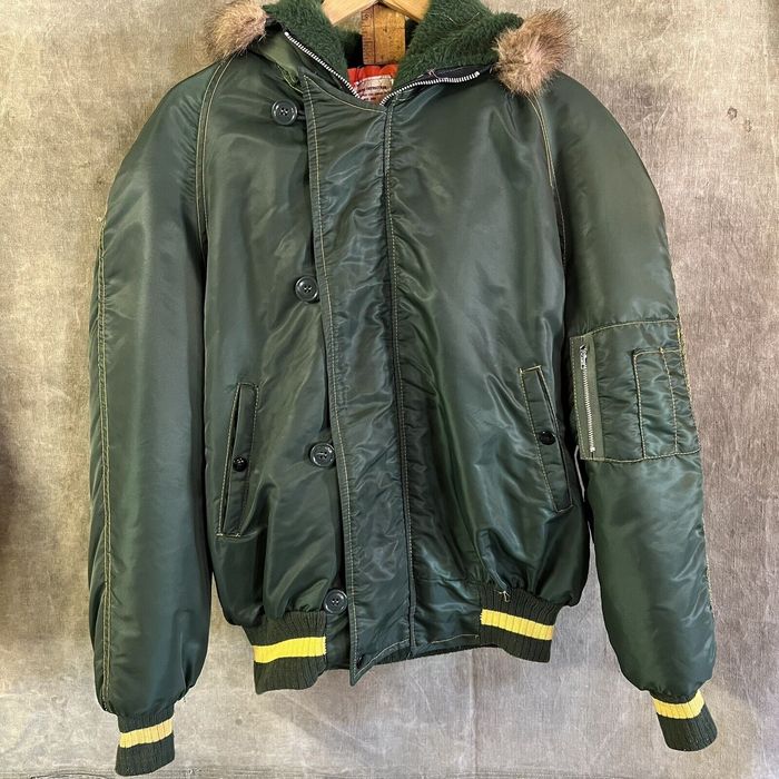 Vintage VTG 60s Flight Bomber Jacket w/ Faux Fur Hood Toggle Clasp ...