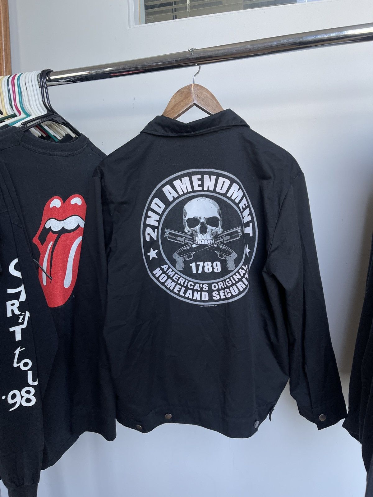 Streetwear × Vintage VINTAGE SKULL GUN 2ND AMENDMENT LIGHT JACKET LARGE ...