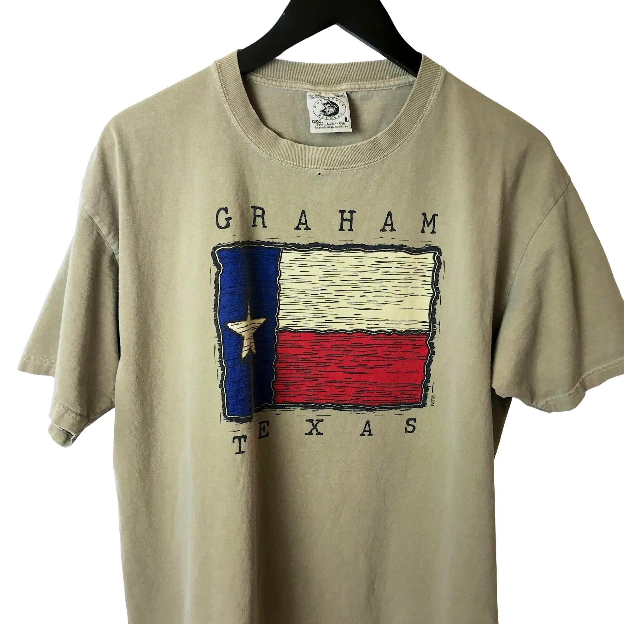 Vintage VINTAGE Graham Texas T Shirt Brown Large L Flag | Grailed