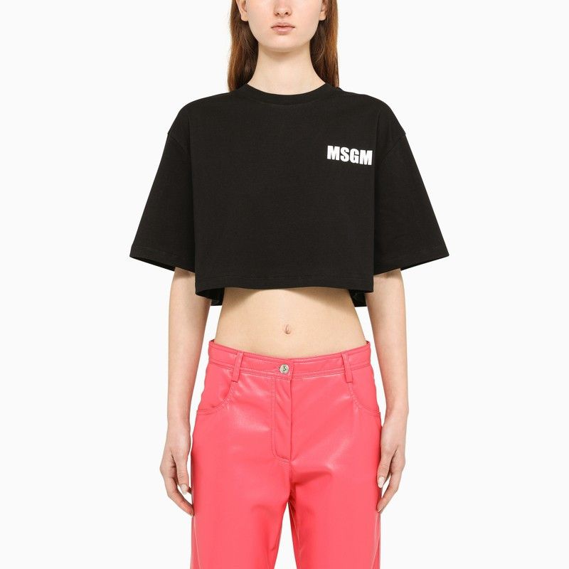MSGM Msgm Cropped Black T-Shirt | Grailed