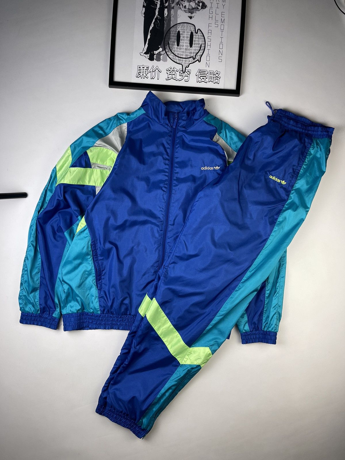 Adidas × Streetwear × Vintage Adidas nylon tracksuit jumpsuit jacket ...