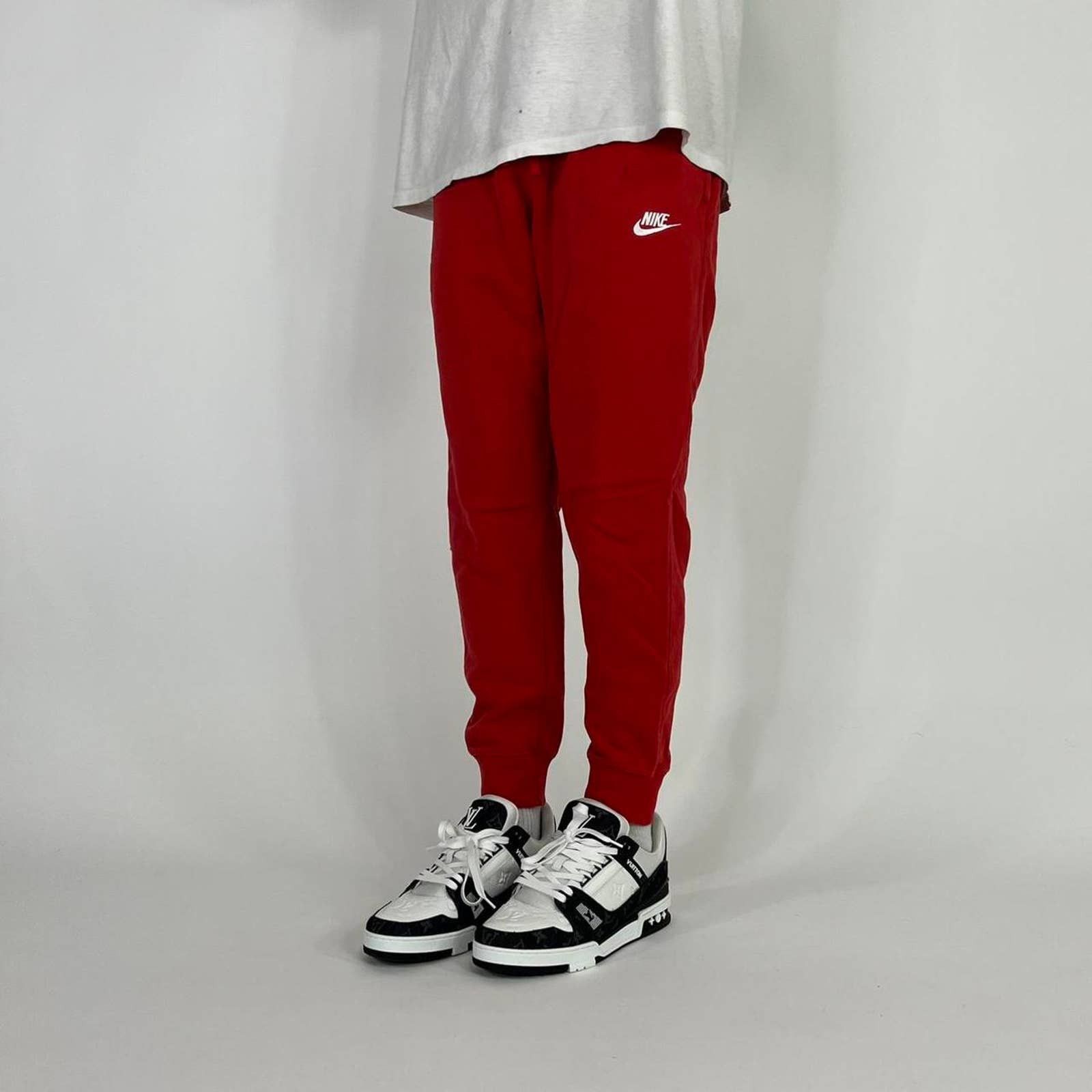 Nike Super Sick Nike Red & White Essential Sweatpants | Grailed