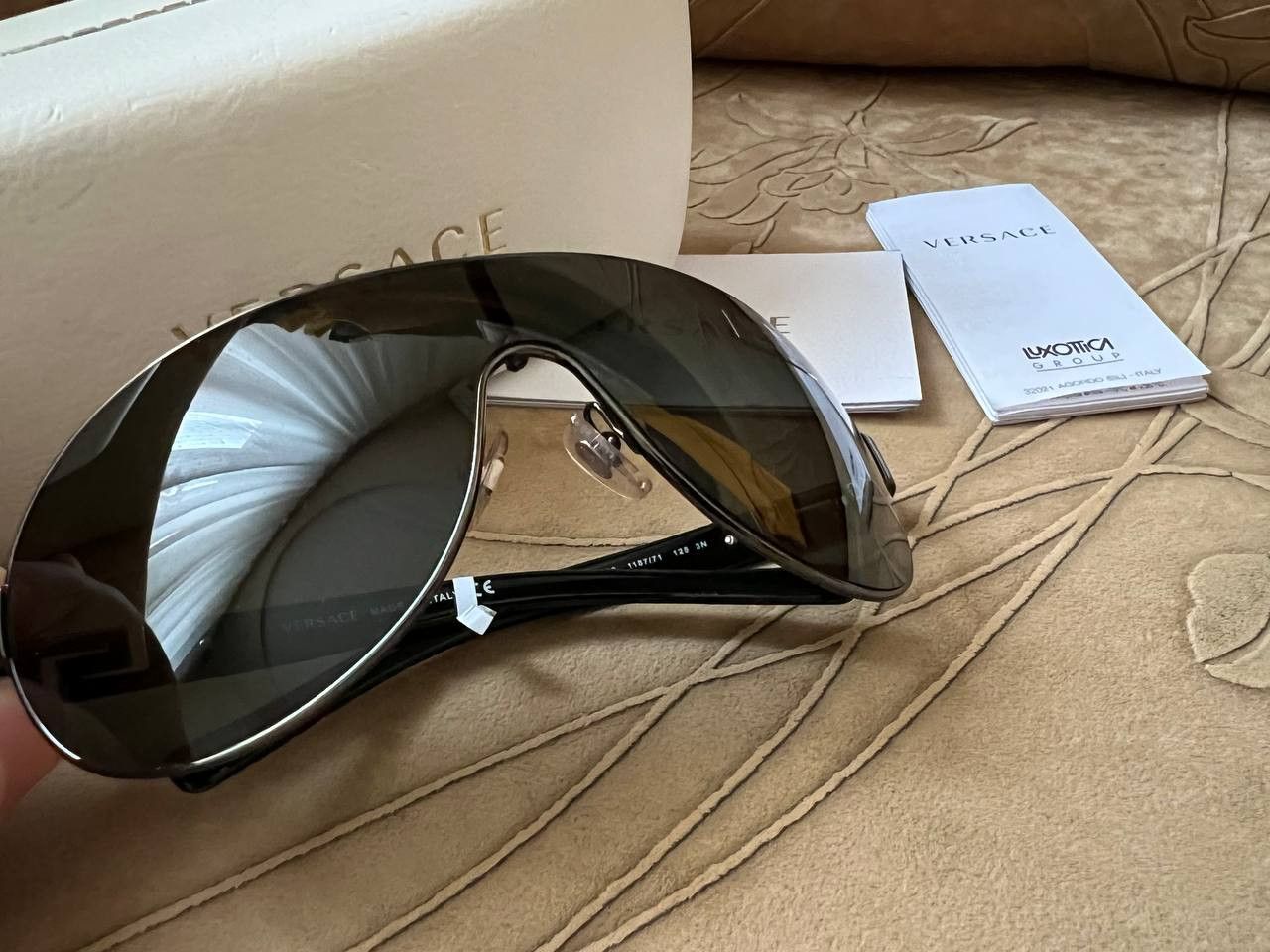 Versace Versace vintage sunglasses unisex silver black 2062 shield ...