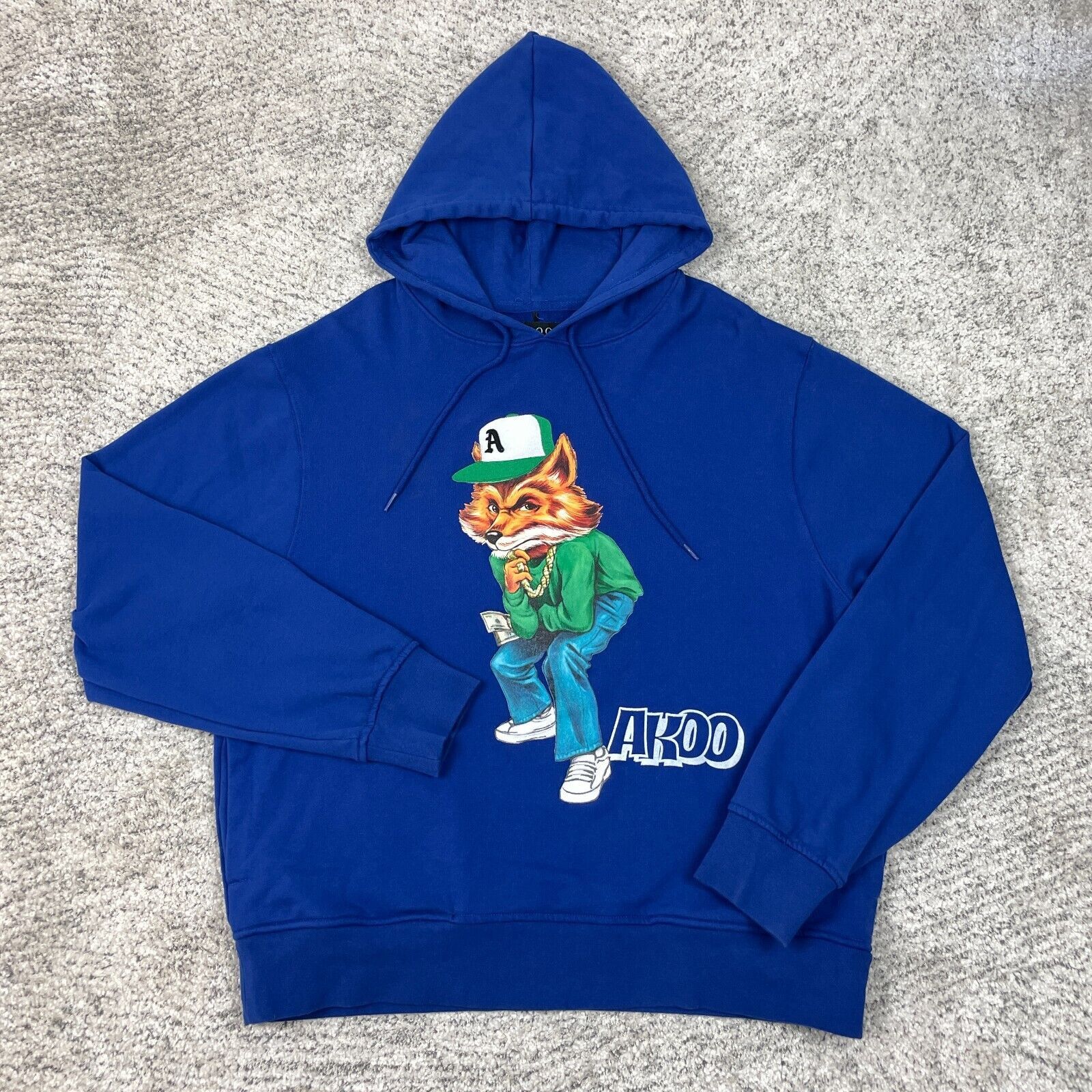 Vintage Akoo Hoodie Mens XXL *LT STAINS* Pullover Sweatshirt Fox Logo ...