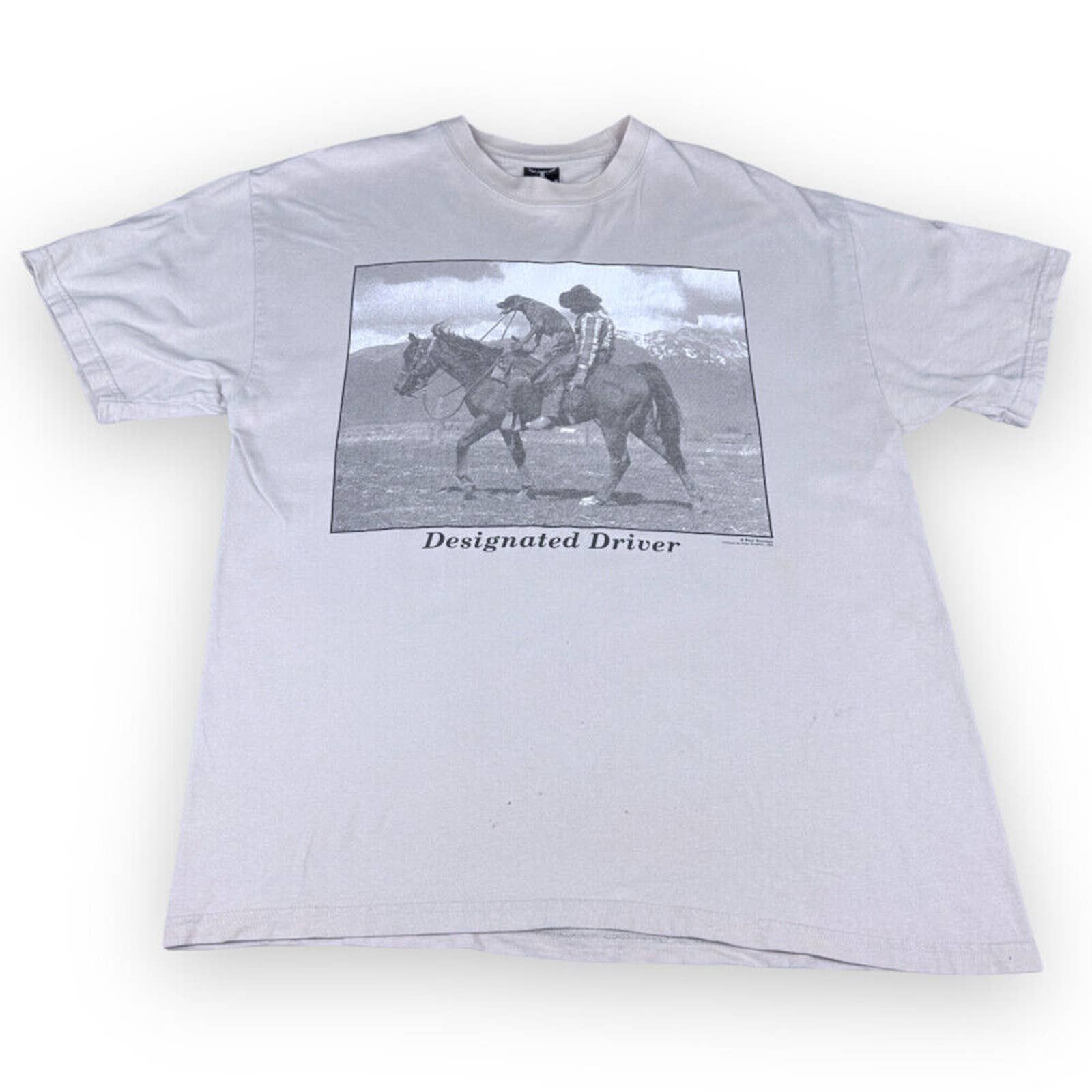 Hanes Y2K Designated Driver Drunk Cowboy Dog on Horseback T-Shirt | Grailed