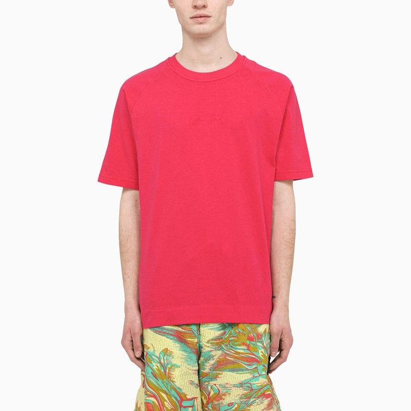 Stone Island Stone Island Fuchsia Logo-Embroidery Crewneck T-Shirt ...