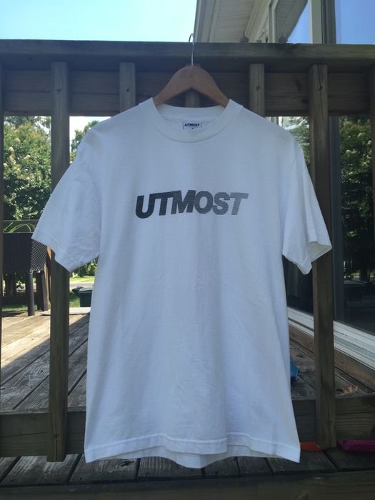 Utmost Co Utmost Marathon Logo Tee "White" and sticker bundle | Grailed