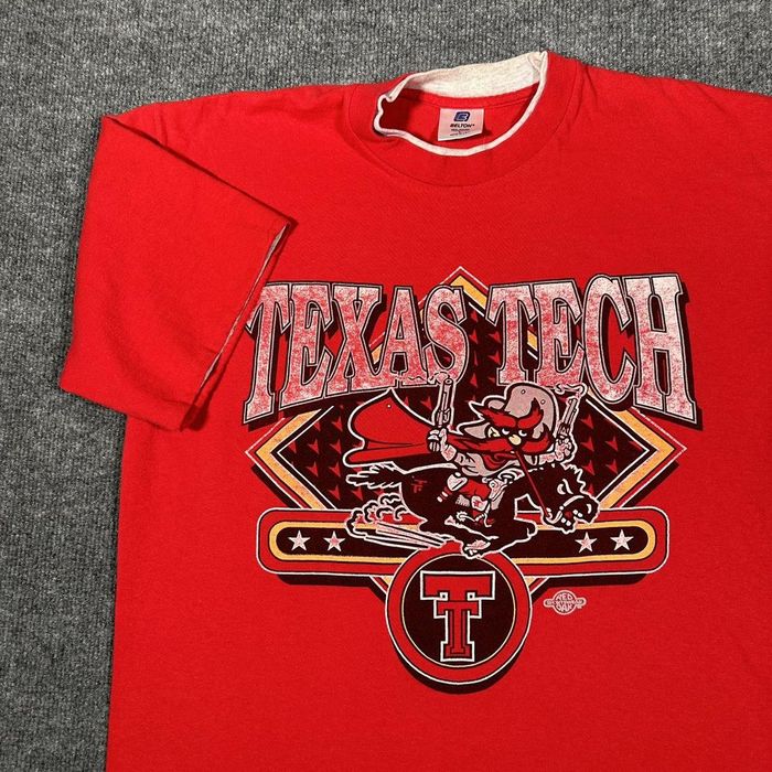 Vintage vintage red texas tech college looney tunes promo t-shirt | Grailed