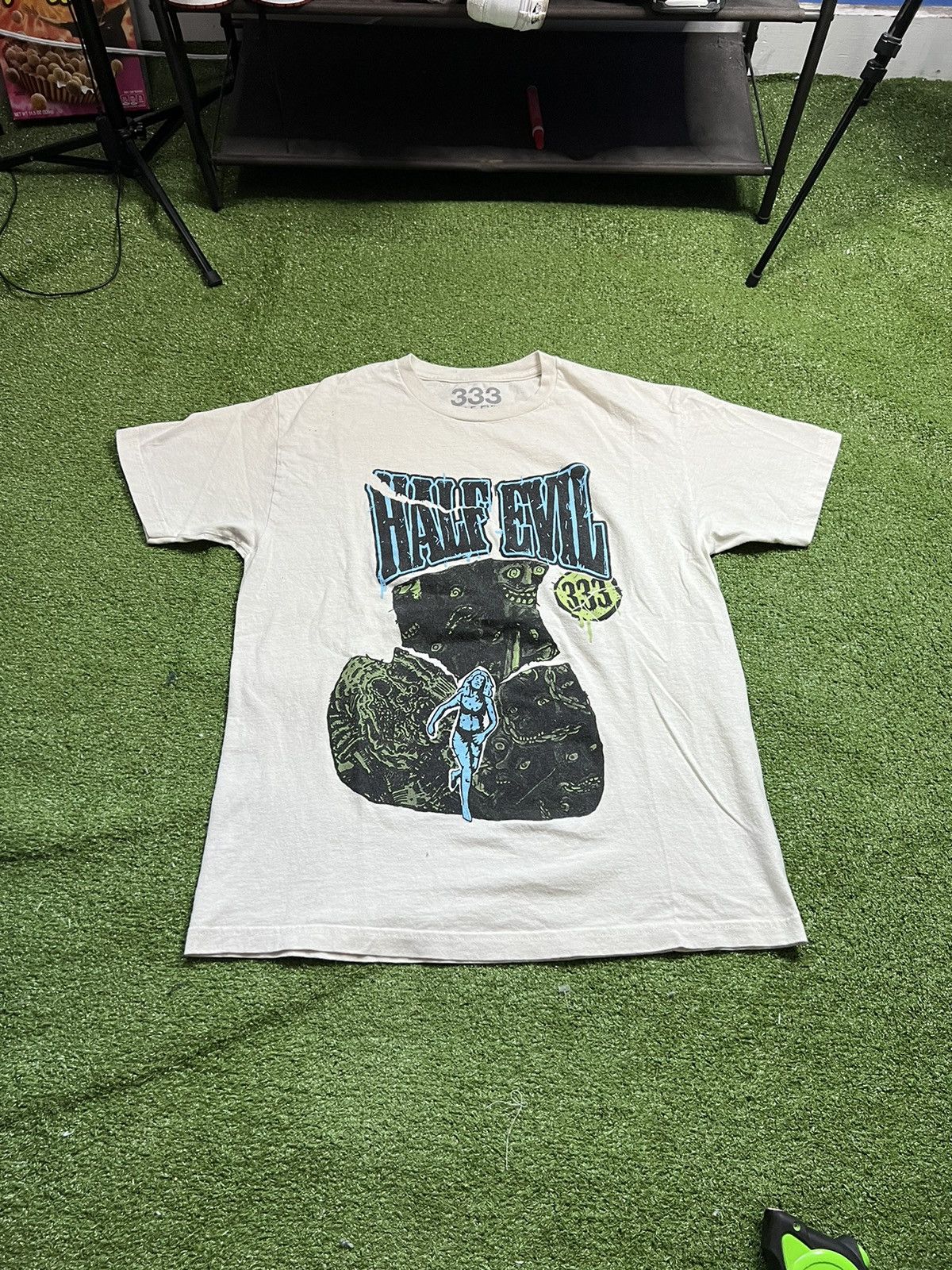 Half Evil × Streetwear half evil 333 goblin horror cream shirt | Grailed