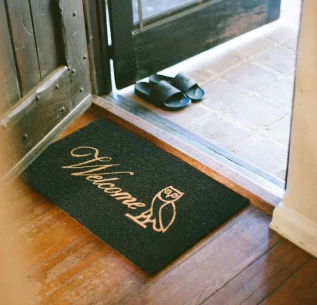 Drake OVO Floor Mat Welcome Owl Rug Carpet Black Gold | Grailed