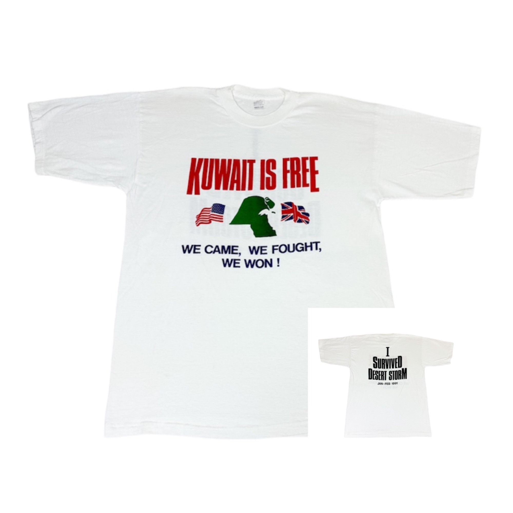 Vintage Vintage 1991 Kuwait Is Free T-Shirt XXL White Desert Storm ...