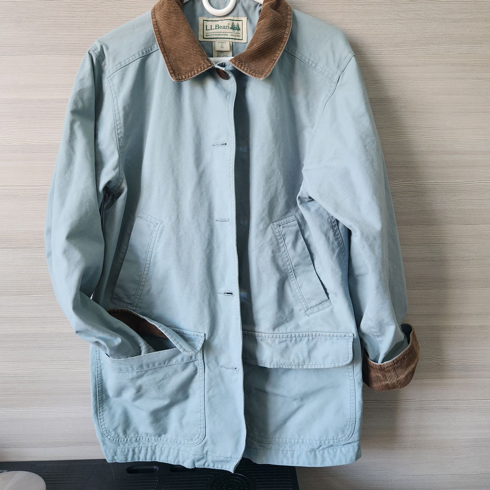 Made In Usa LL BEAN Vintage 90s OG Barn Chore Field Coat Baby Blue Cord ...