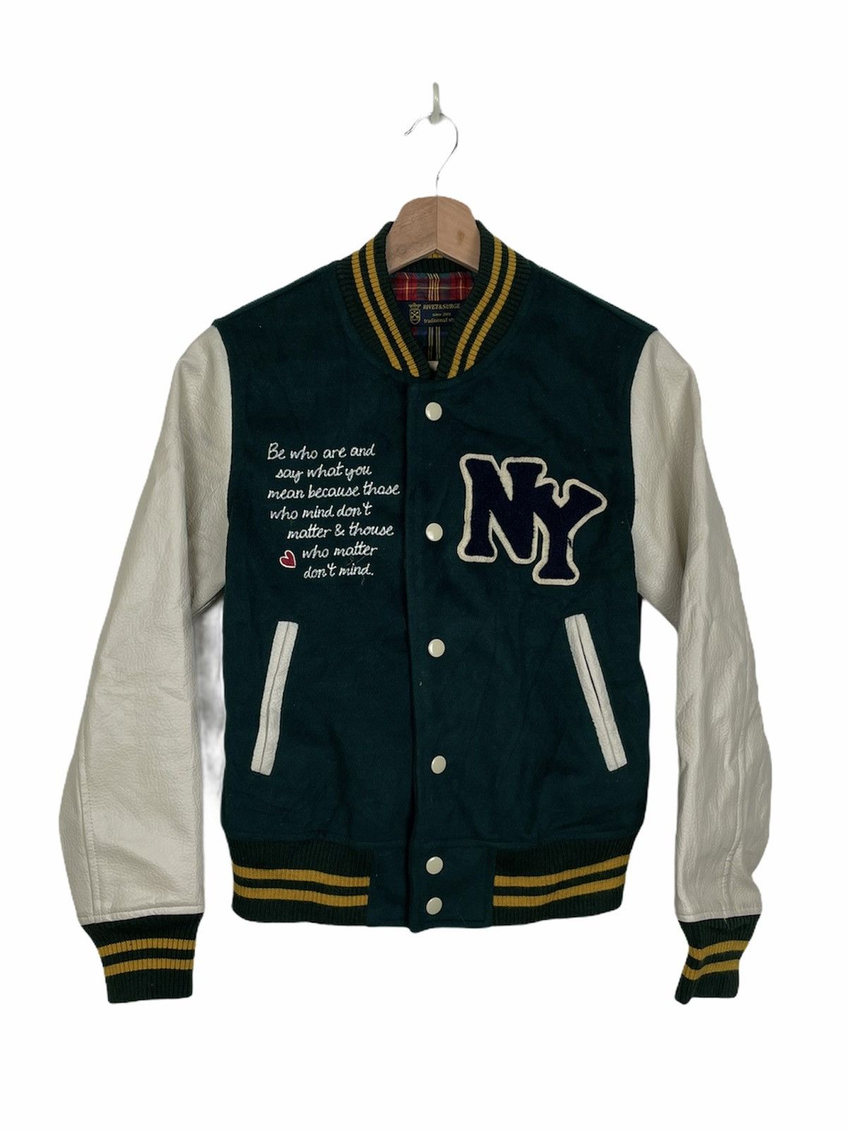 Varsity Jacket RIVET & SURGE VARSITY JACKET EMBROIDERED LOGO | Grailed