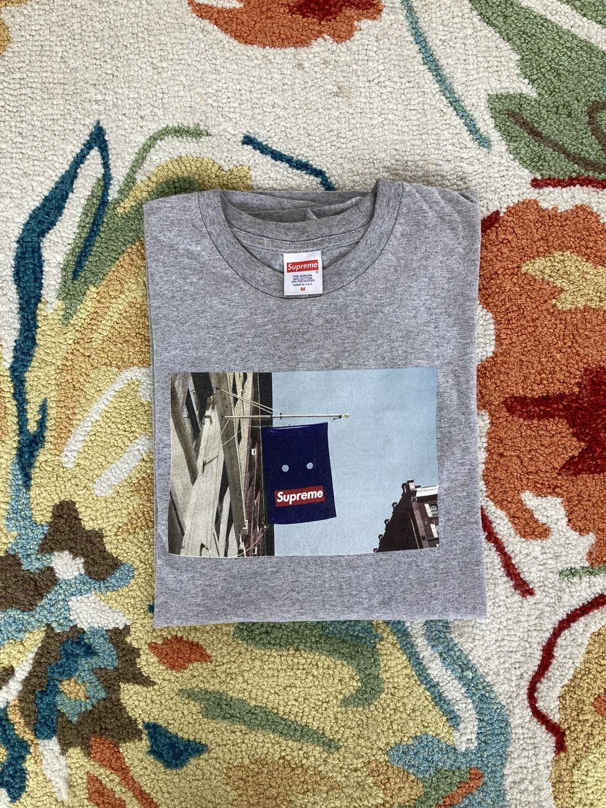 Supreme Supreme Banner Tee FW19 Grey | Grailed
