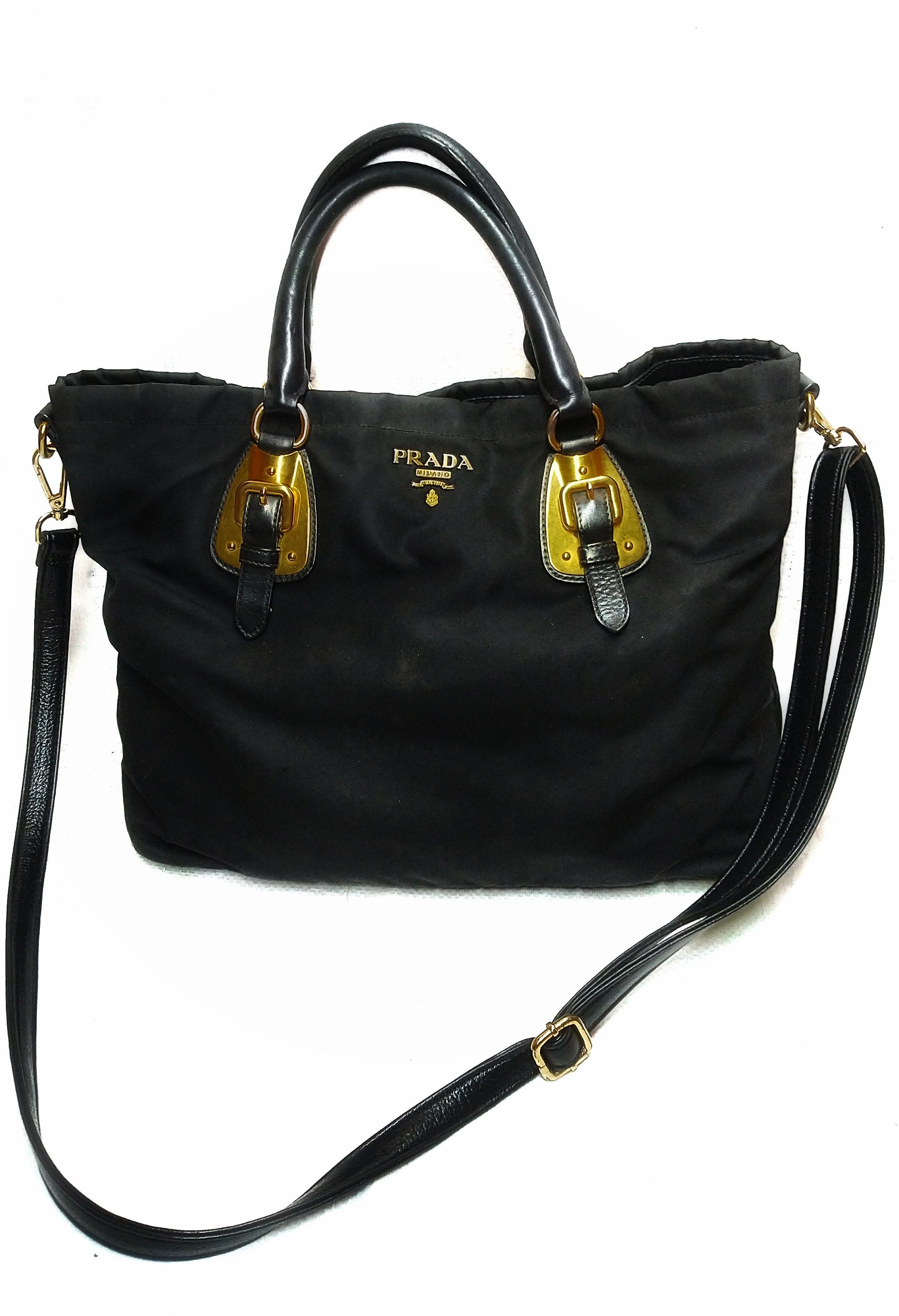 Prada Authentic Prada Canvas Nylon Bag Black Colour Leather Belt | Grailed