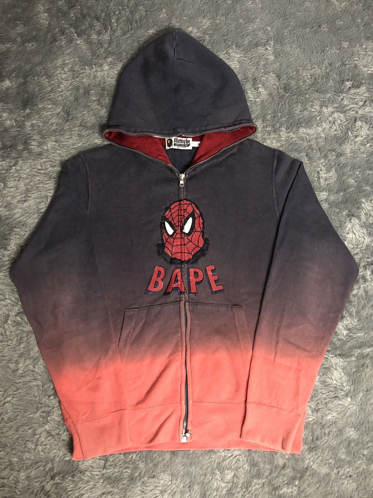 Bape × Marvel Comics BAPE spiderman gradient full zip hoodie | Grailed