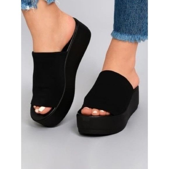 Bebe Bebe Vintage 90’s Y2K Black Platform Slides | Grailed