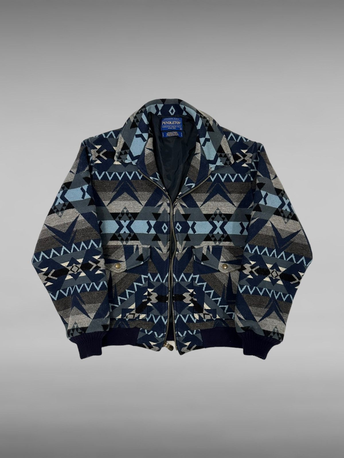Pendleton × Vintage Pendleton Western Wool Jacket Blue Tribal Aztec ...