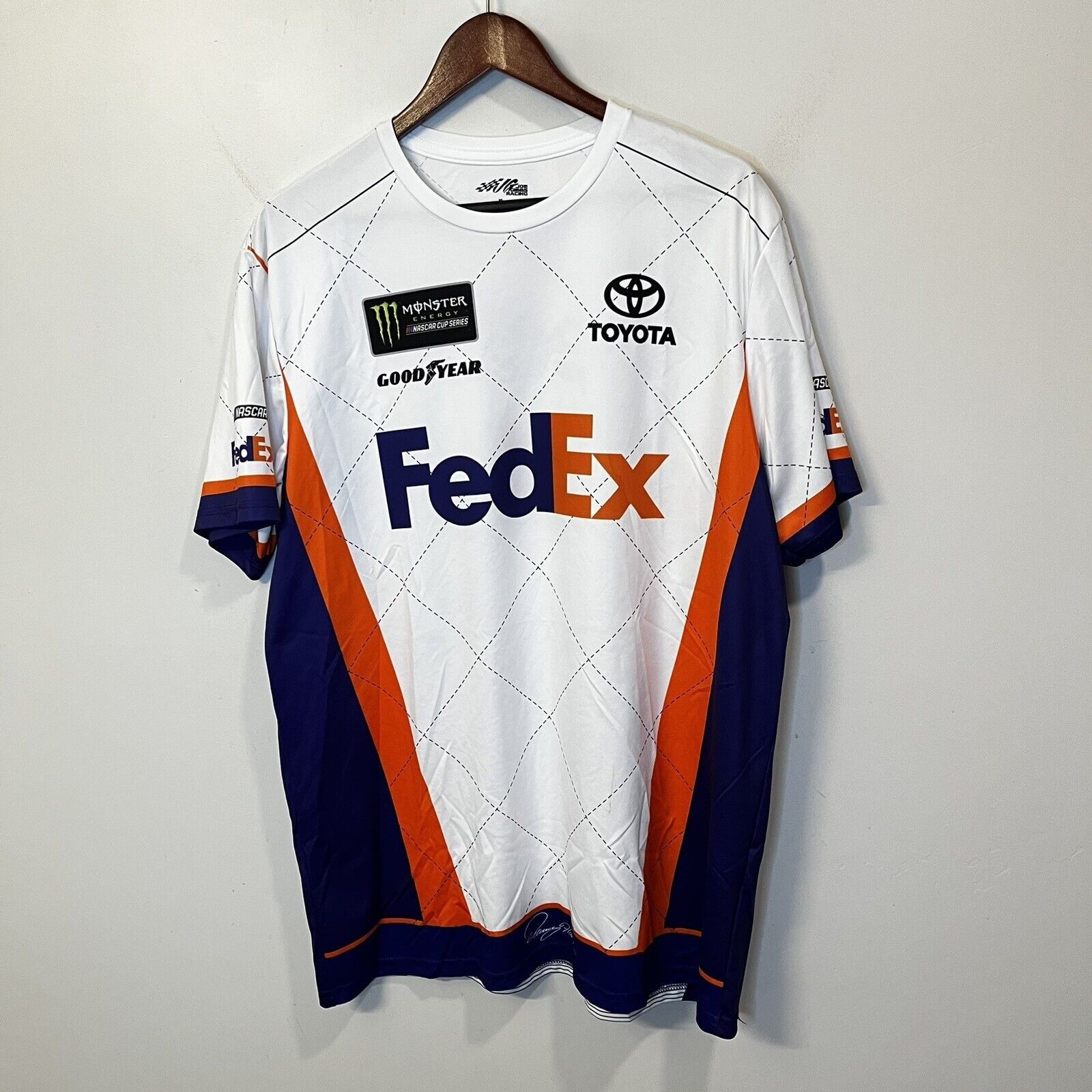 Vintage NASCAR Denny Hamlin #11 FedEx Joe Gibbs Racing Jersey | Grailed