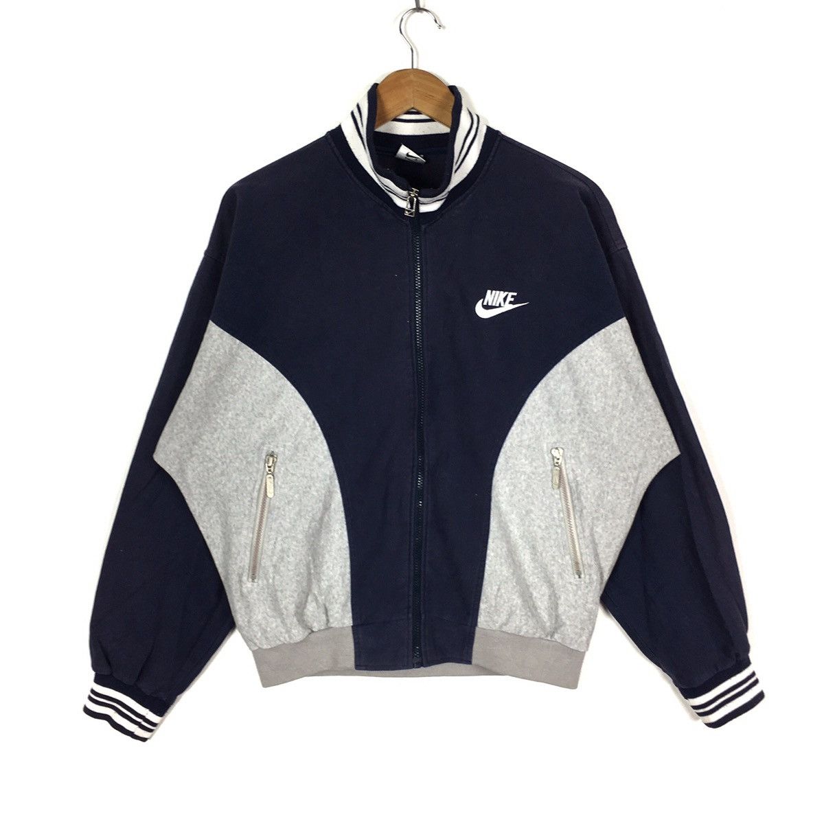 Nike Vintage NIKE SWOOSH Center Logo Track Top Blue Sweater | Grailed