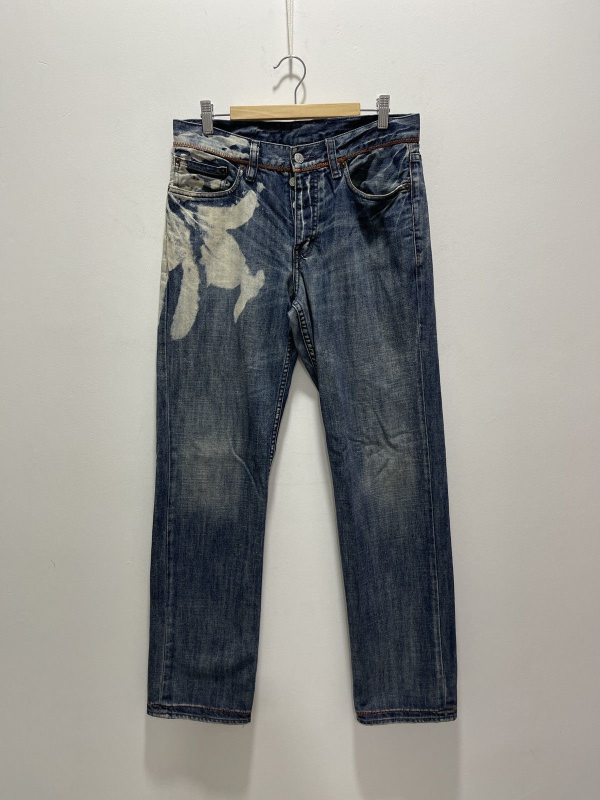 Vintage DESIGNER TAKEO KIKUCHI BLEACHED RARE DESIGN DENIM JEANS | Grailed