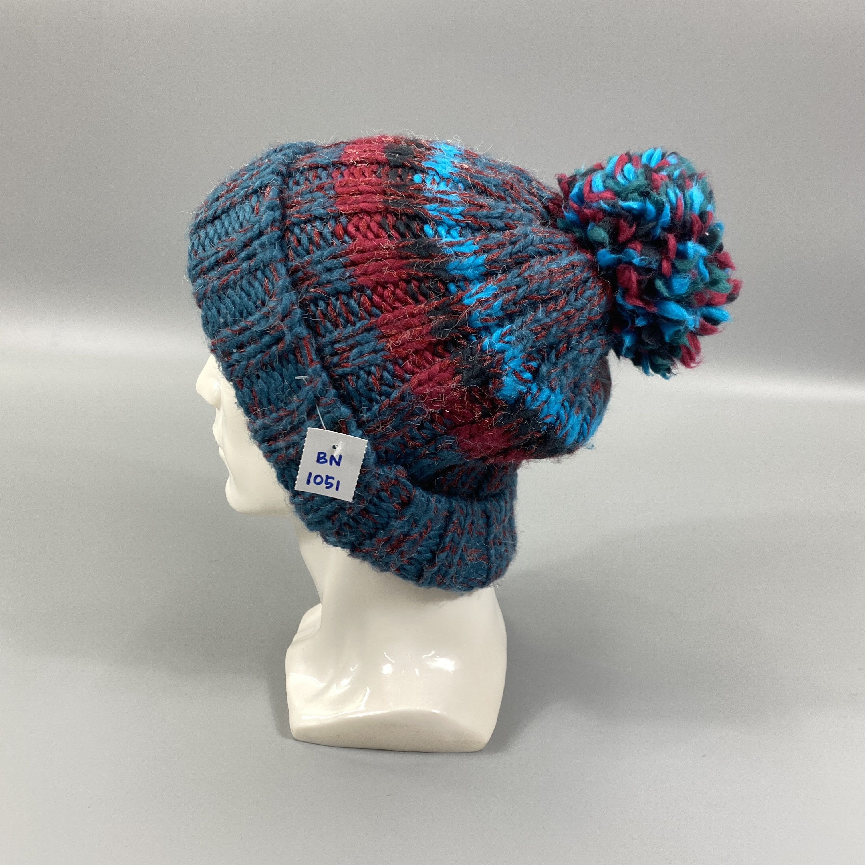 Vintage Knitted Multicolor Beanie Hats Pom Pom -BN1051 | Grailed
