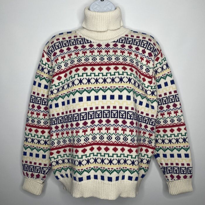 Vintage 80s Talbots Primary Colors Fair Isle Turtleneck Sweater | Grailed