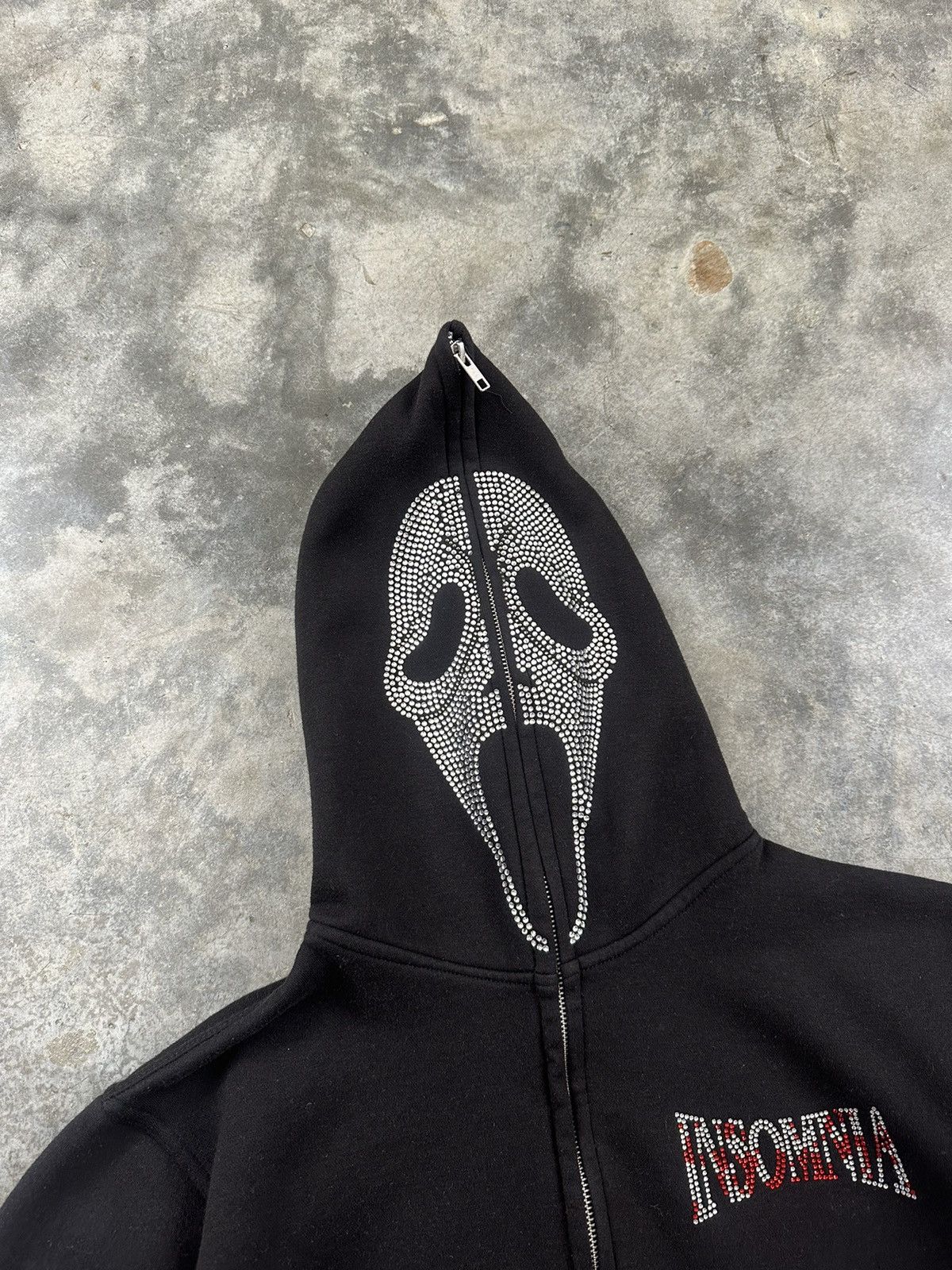 Insomnia Visuals Insomnia Visuals Black Rhinestone Skull Full Zip Sz ...