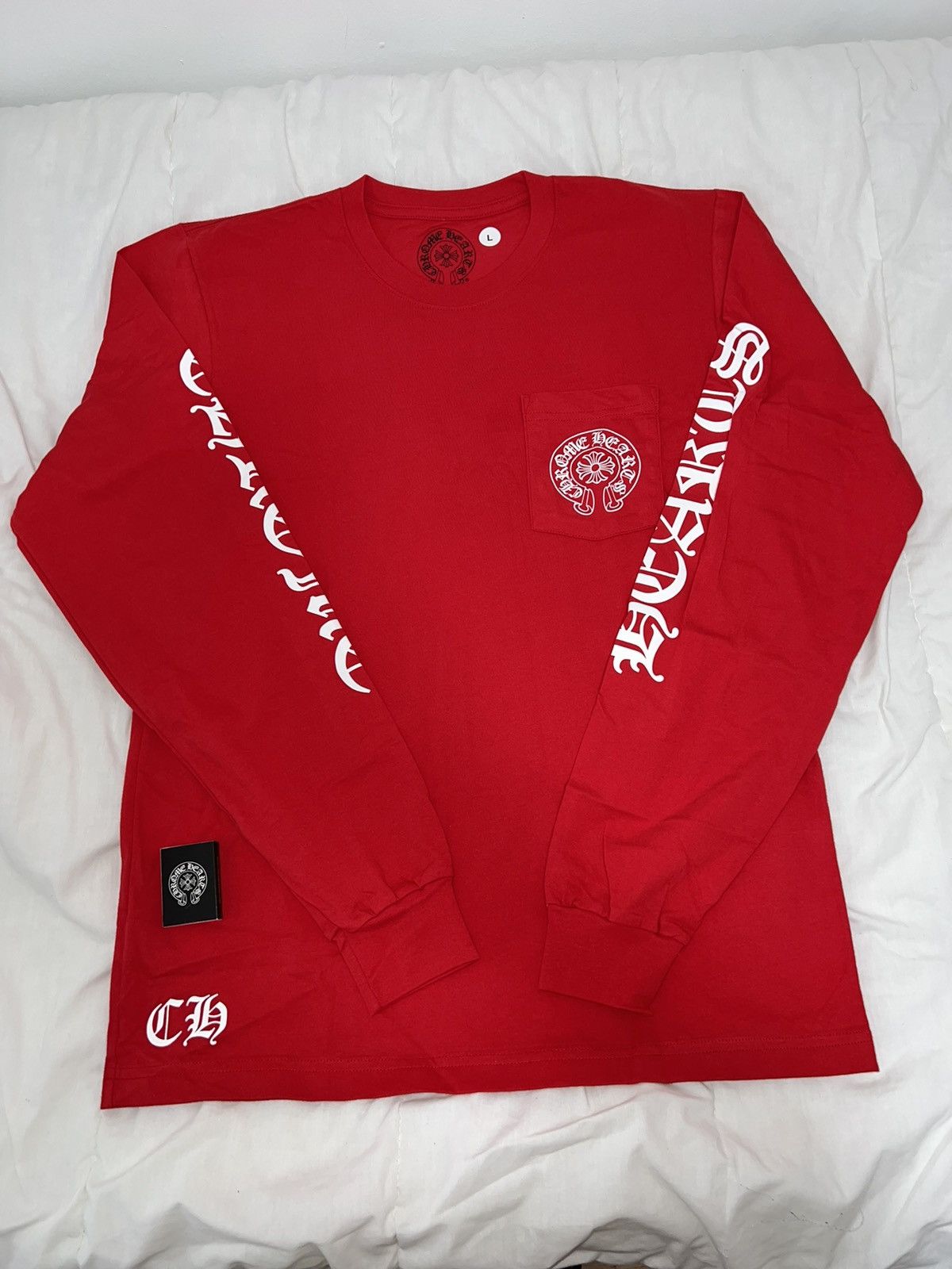 Chrome Hearts Chrome Hearts Red Scroll Long Sleeve Shirt | Grailed